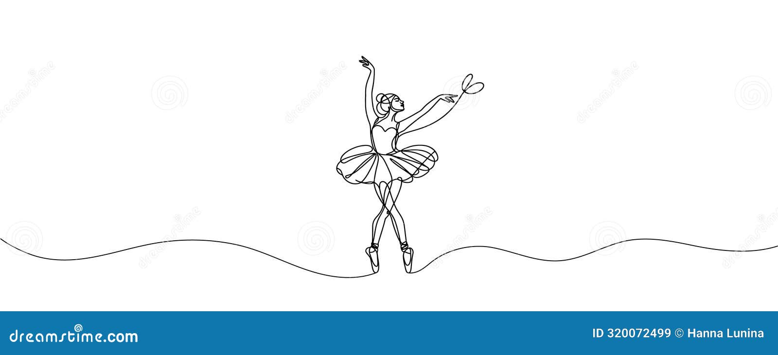 Ballet Dancer in Continuous Line Drawing Style. Vector Illustration ...