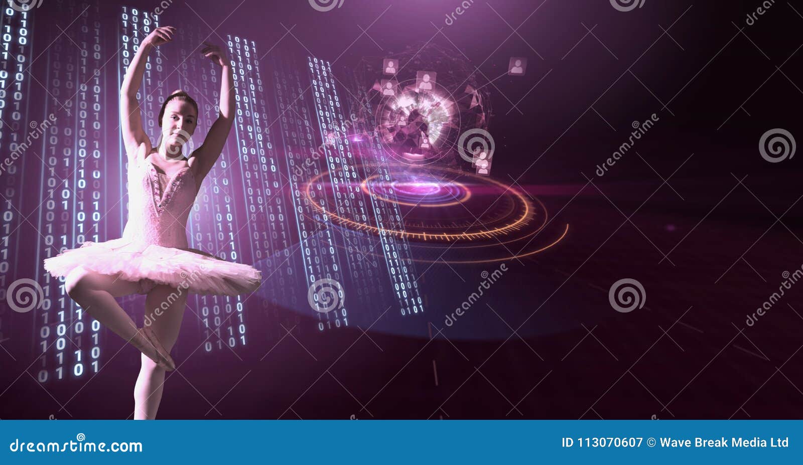 Ballet Dancer Dancing with Digital Technology Interface Stock Image ...