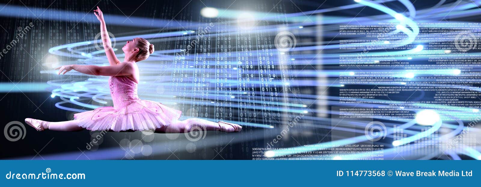 Ballet Dancer Dancing with Digital Technology Interface and Light ...