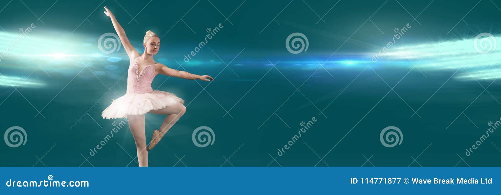 Ballet Dancer Dancing with Sparkling Beauty and Light Glowing Stock ...