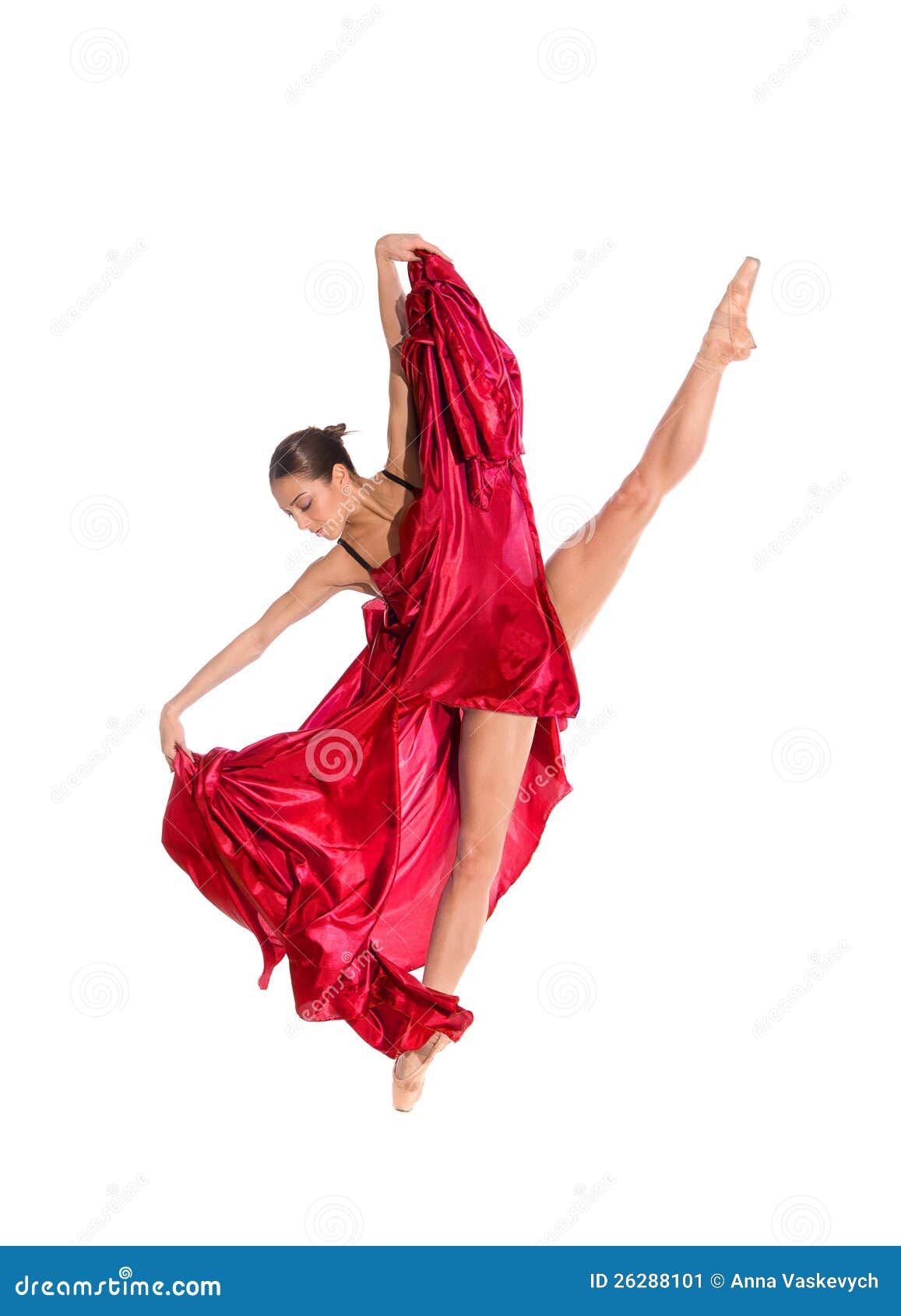 Ballet Dancer in Flying Satin Dress Stock Image - Image of ballerina ...