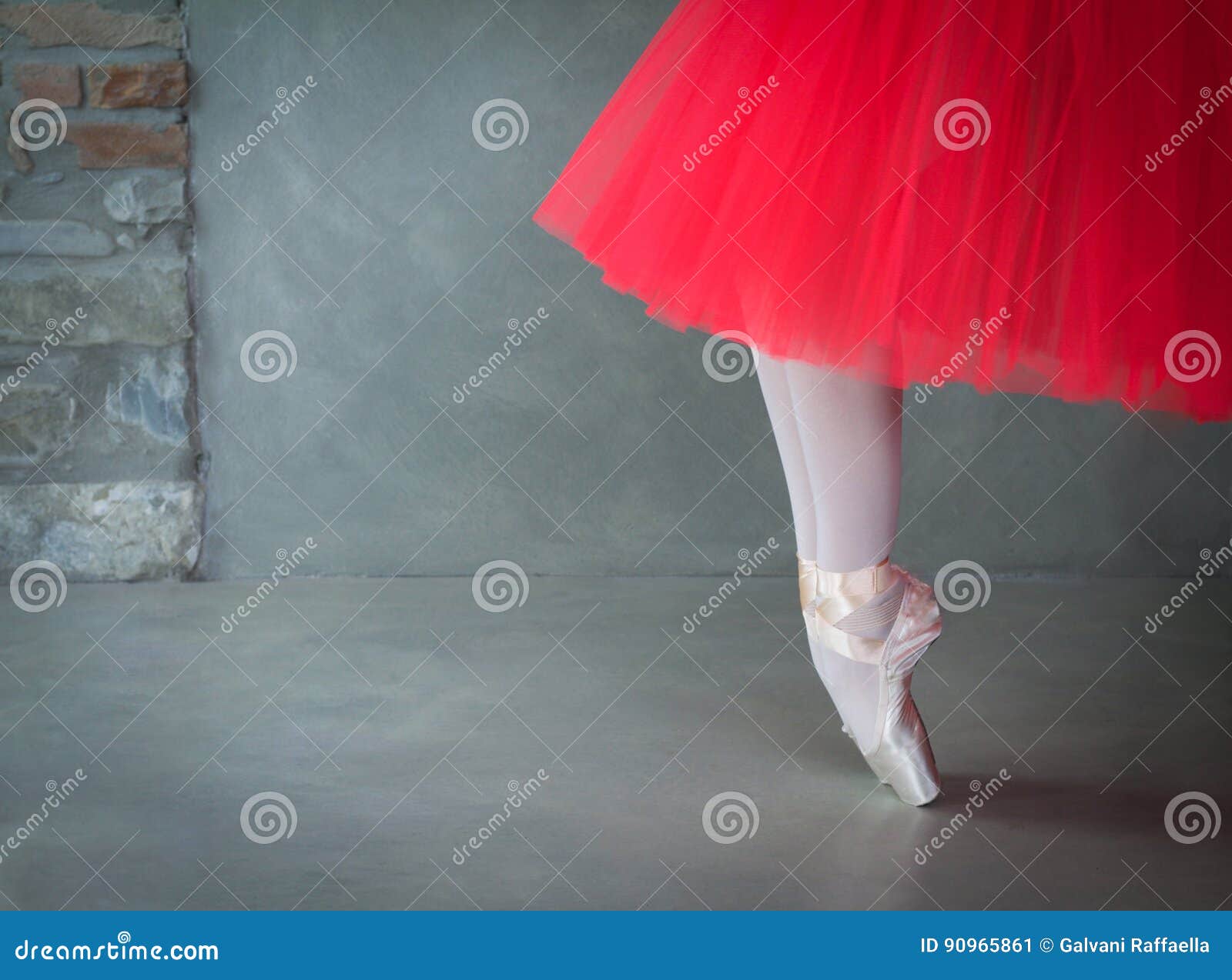 Ballet Dancer Legs with Pointe Shoes and Coral Tutu Stock Image - Image ...