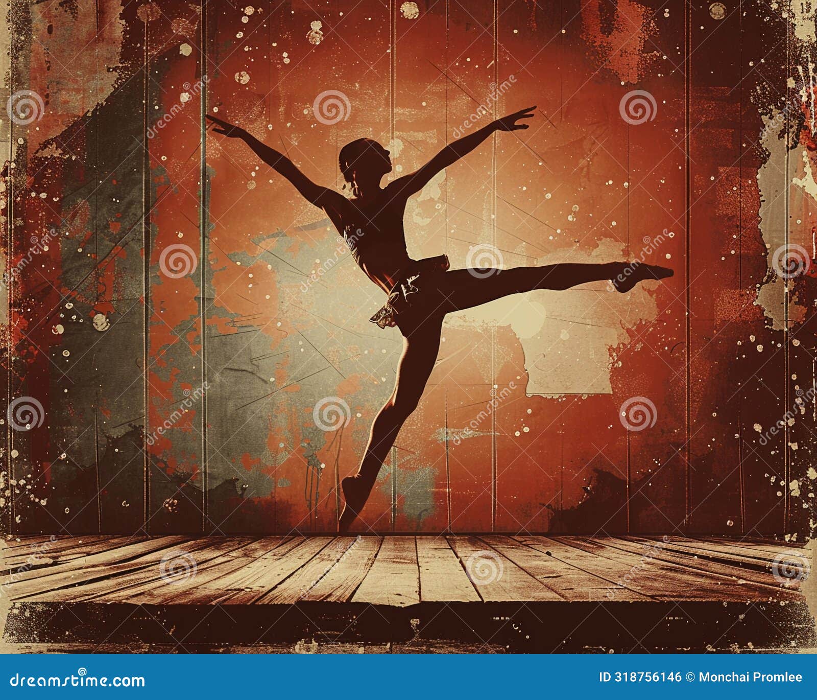 Ballet Dancer in Mid-leap, Flawless Technique, Stage Lighting, Dynamic ...