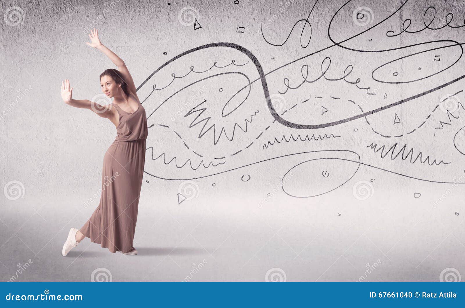Ballet Dancer Performing Art Dance with Lines and Arrows Stock Photo ...