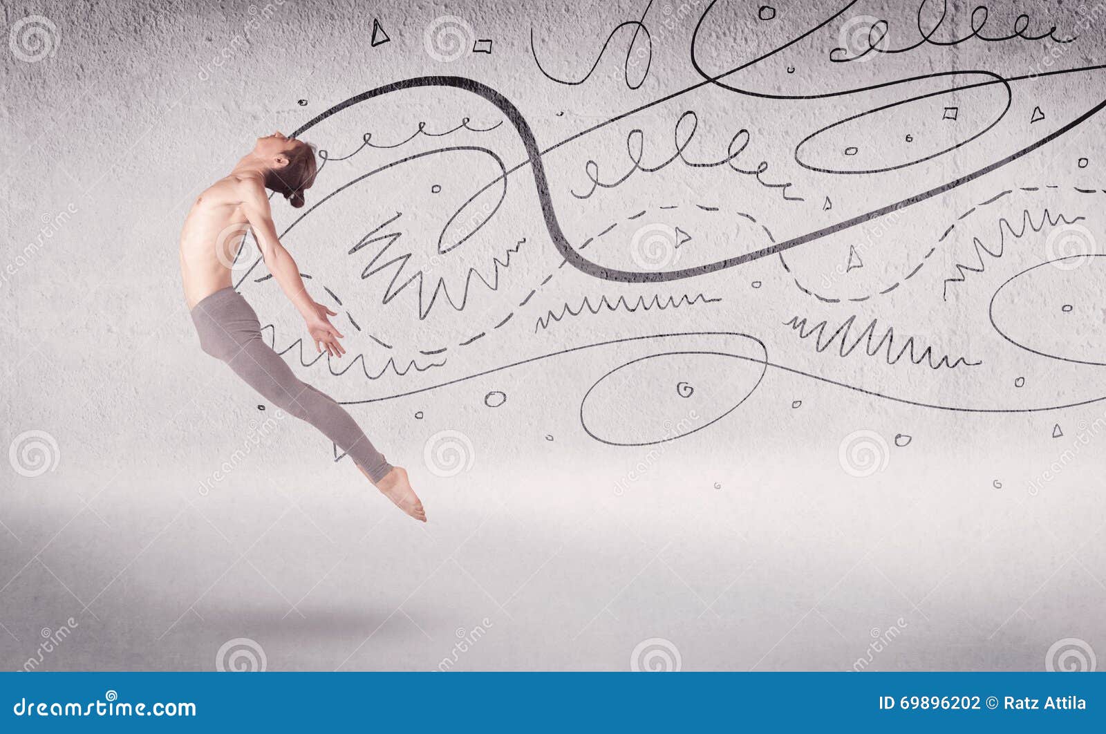 Ballet Dancer Performing Art Dance with Lines and Arrows Stock Photo ...