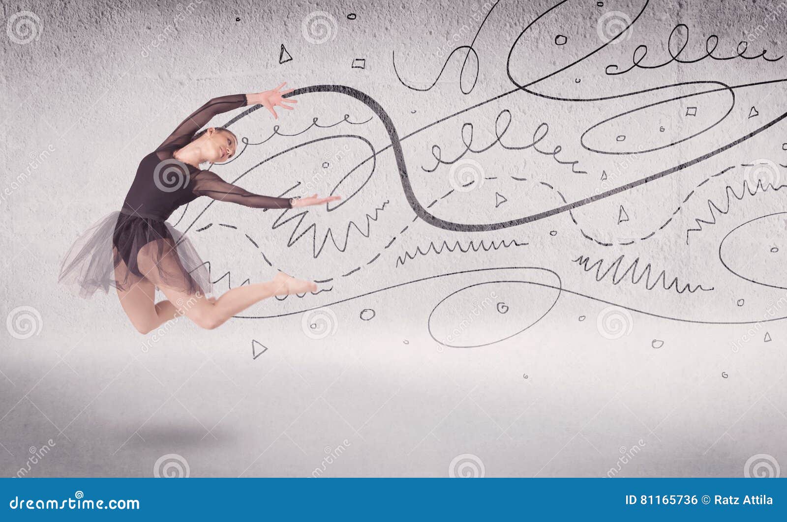 Ballet Dancer Performing Art Dance with Lines and Arrows Stock Photo ...