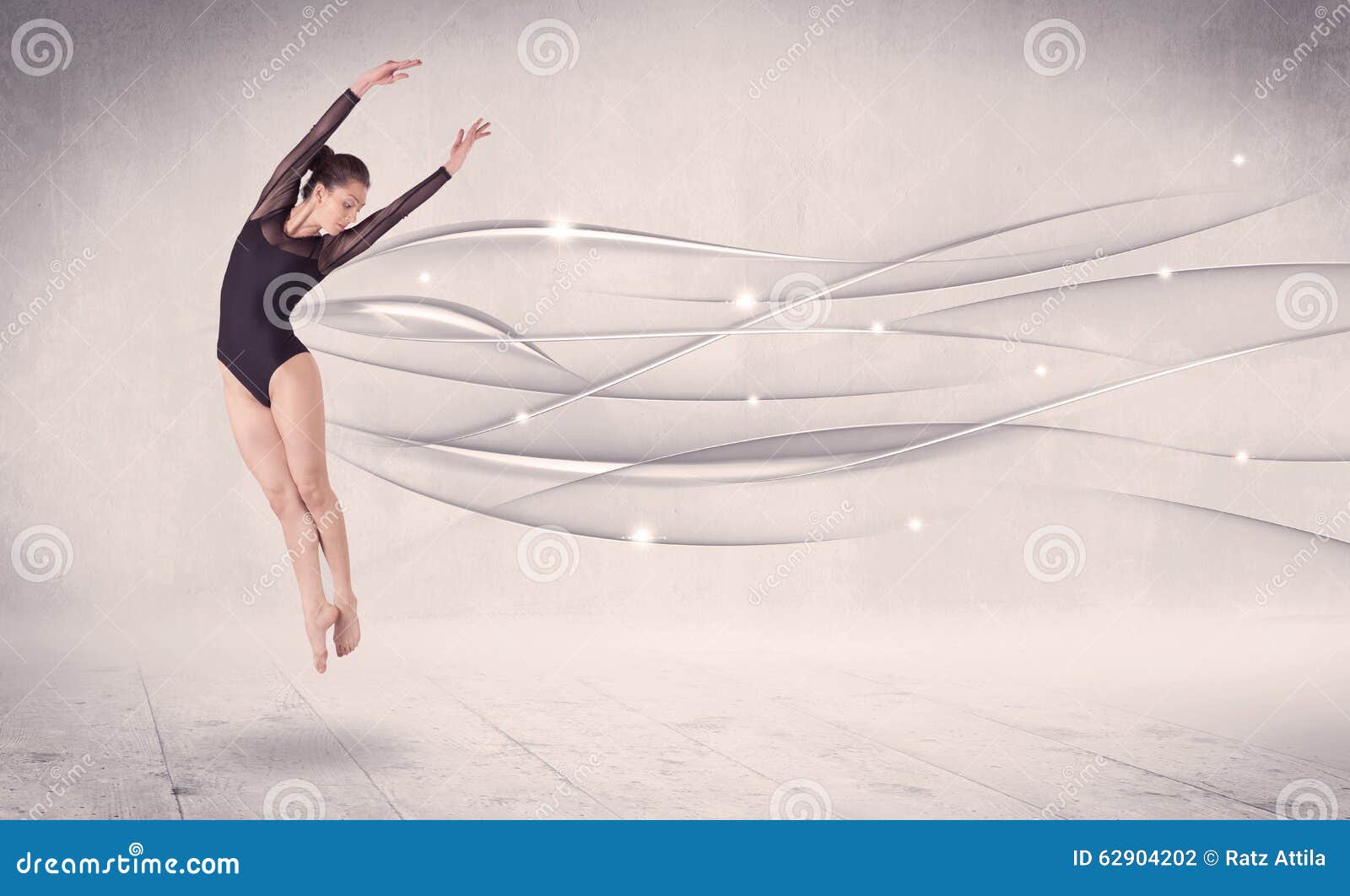 Ballet Dancer Performing Modern Dance with Abstract Lines Stock Photo ...