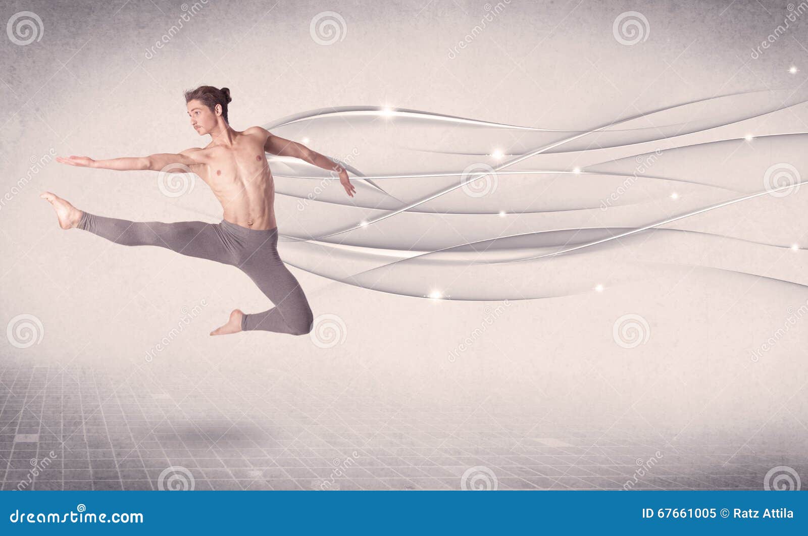 Ballet Dancer Performing Modern Dance with Abstract Lines Stock Image ...