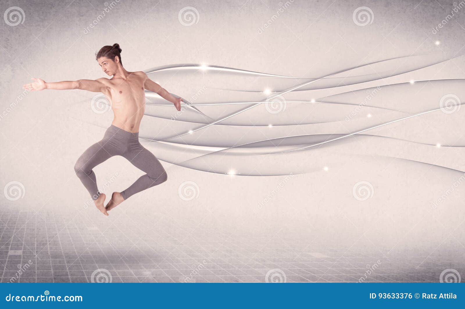 Ballet Dancer Performing Modern Dance with Abstract Lines Stock Photo ...