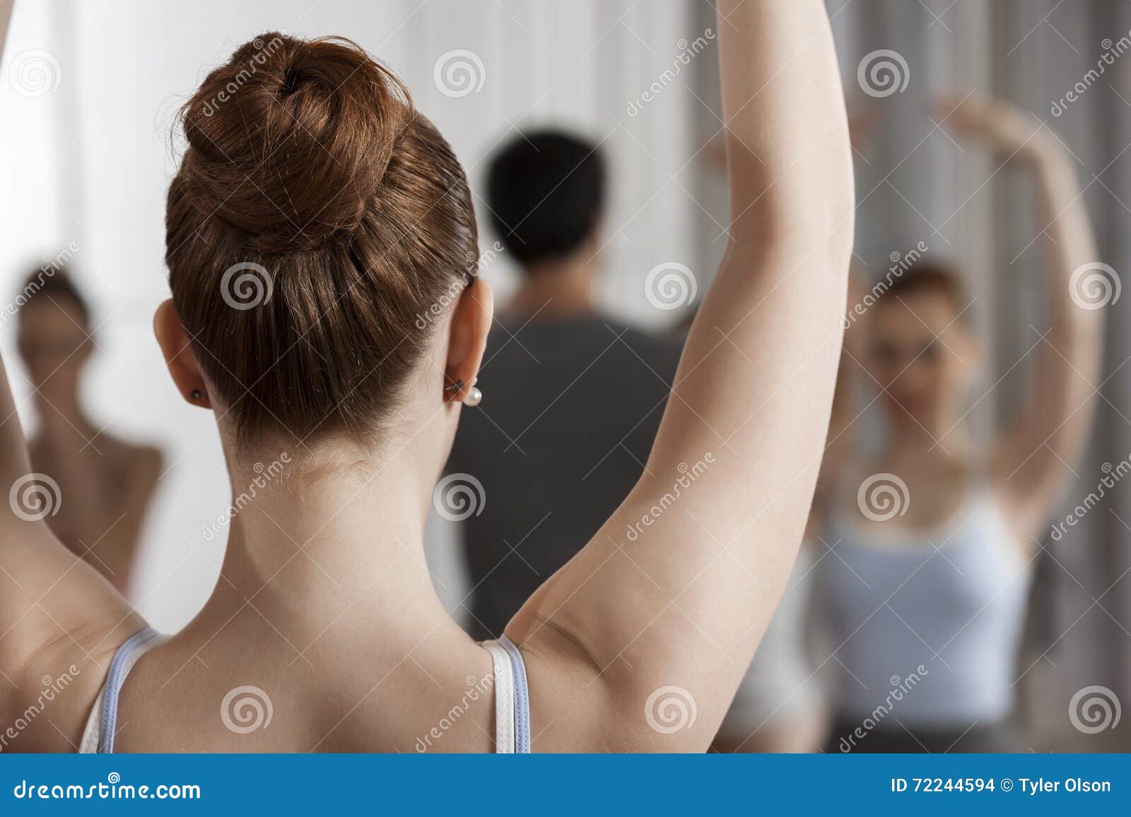 Ballet Dancer Raising Arms in Dance Studio Stock Photo - Image of ...