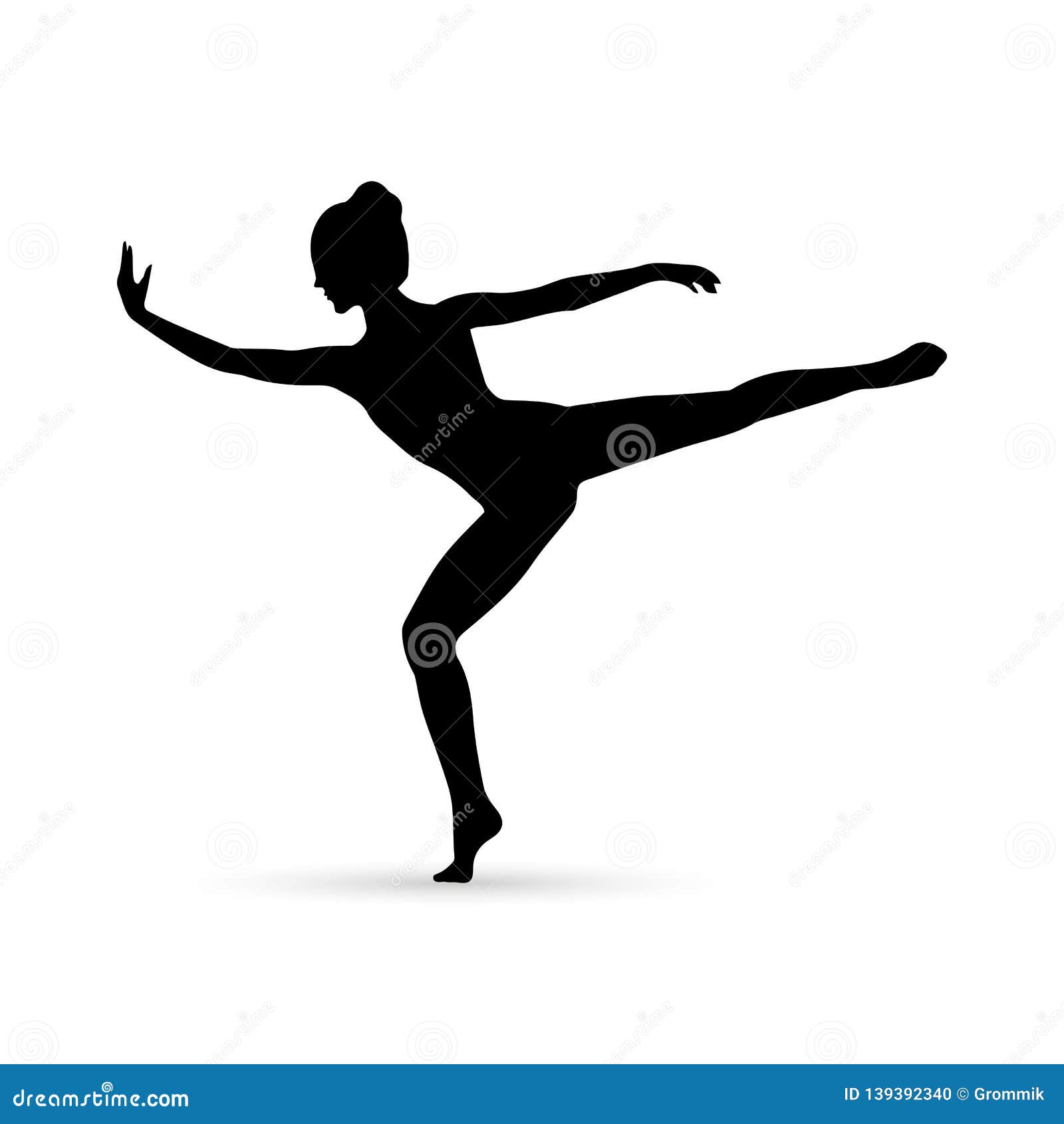 Ballet Dancer In Silhouette Dancing In Pose Or Position Stock Vector