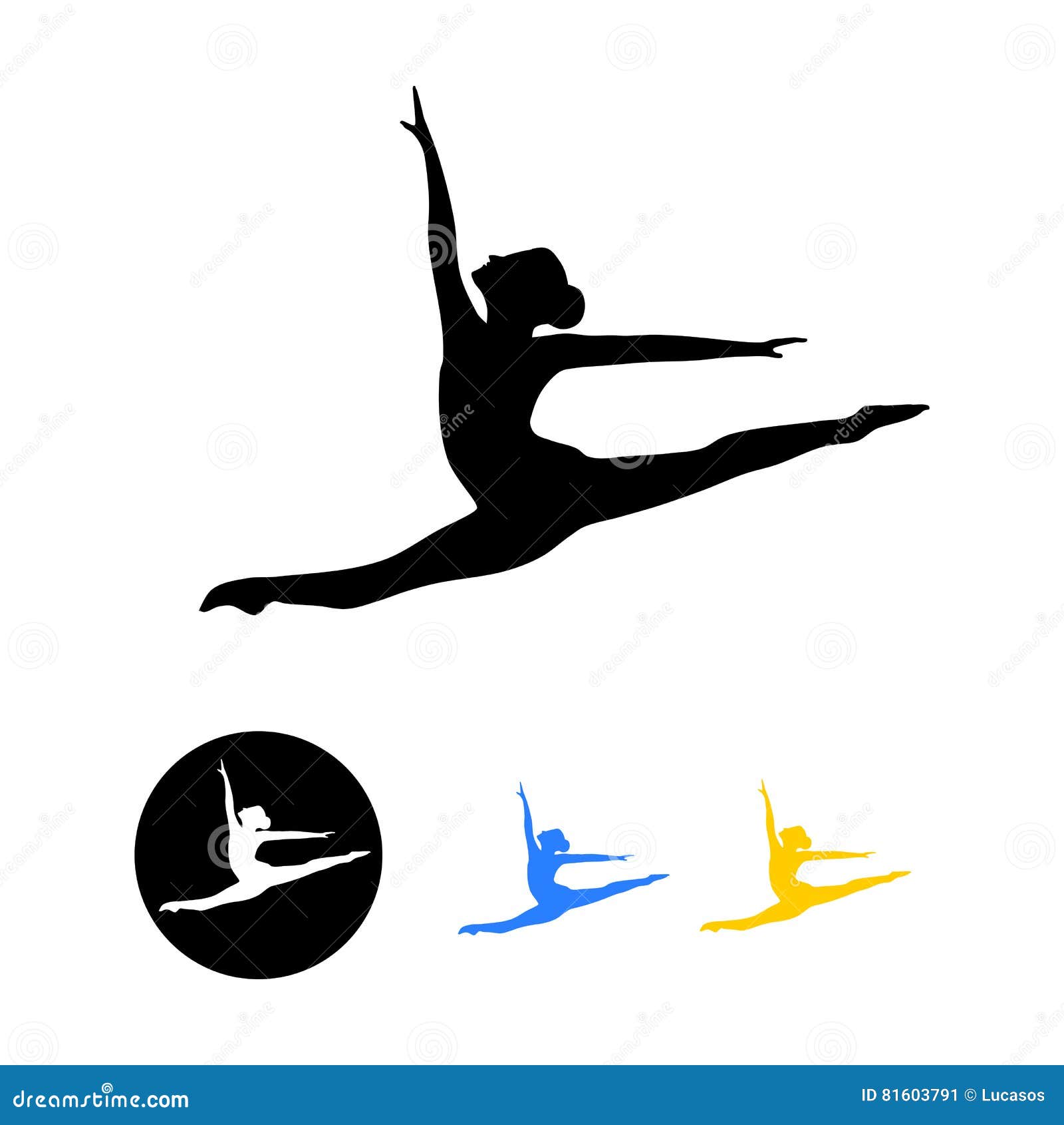 Silhouette With Dancer Fifth Position Tiptoes Cartoon Vector ...
