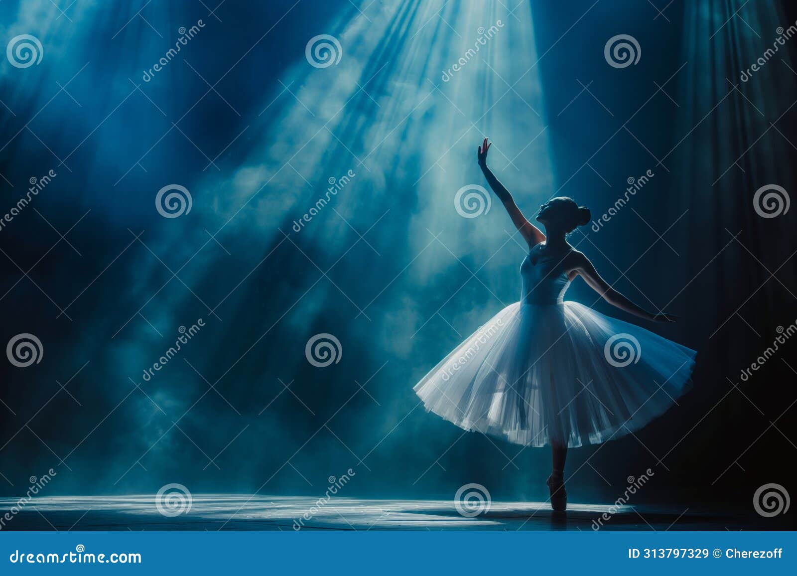 Ballet Dancer on Stage in Spotlight Stock Image - Image of background ...