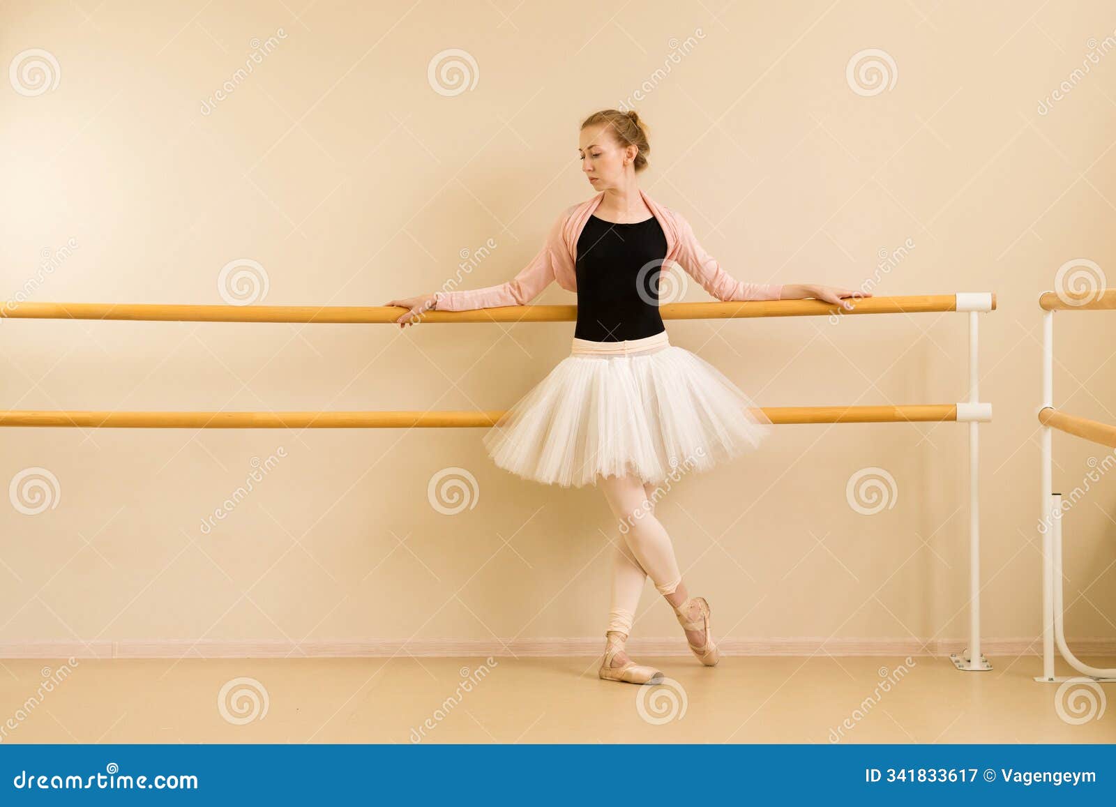 Ballet Dancer Standing in Relaxed Pose at Barre Stock Image - Image of ...