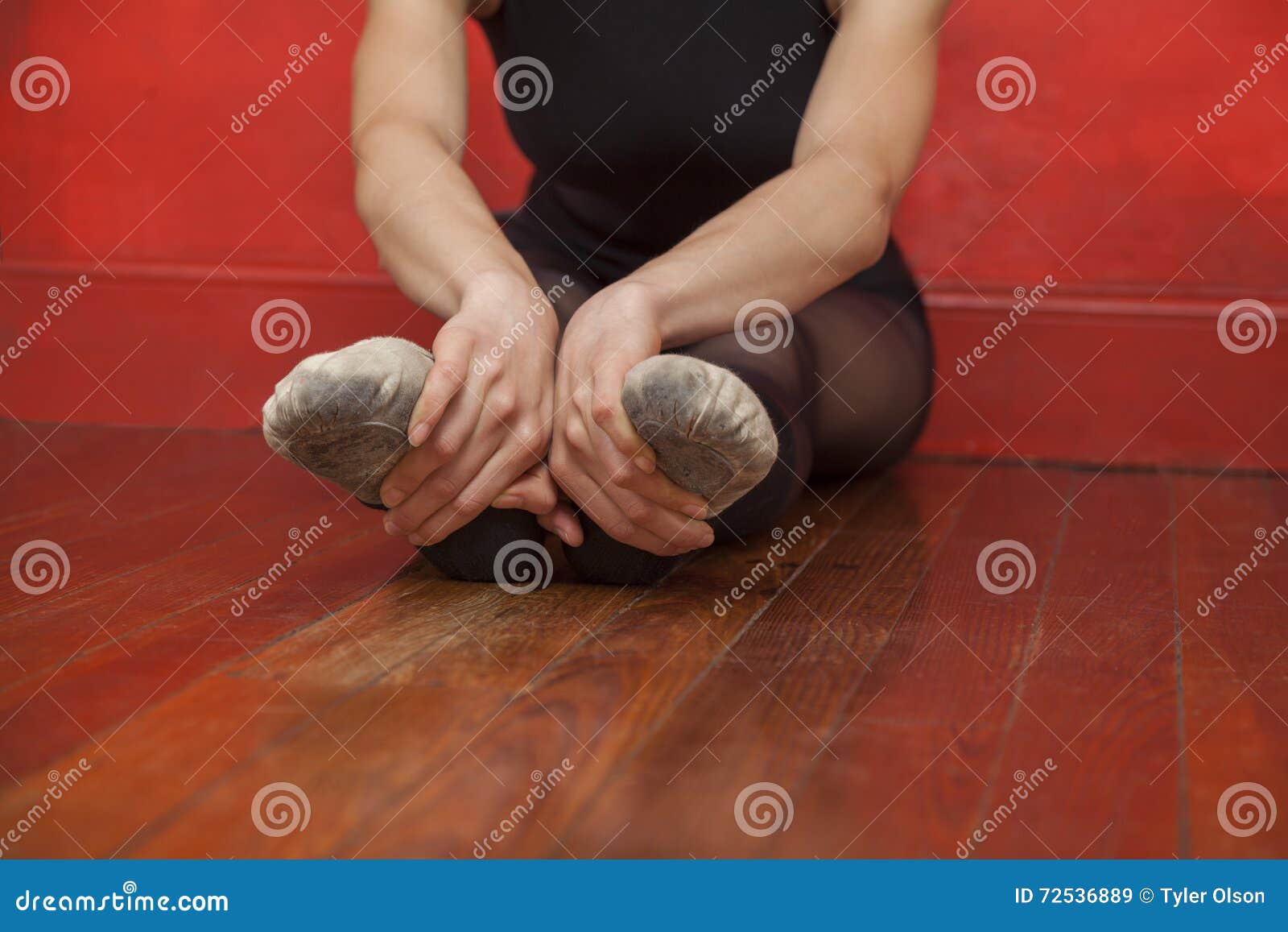 Ballet Dancer Stretching Her Legs in Studio Stock Image - Image of girl ...