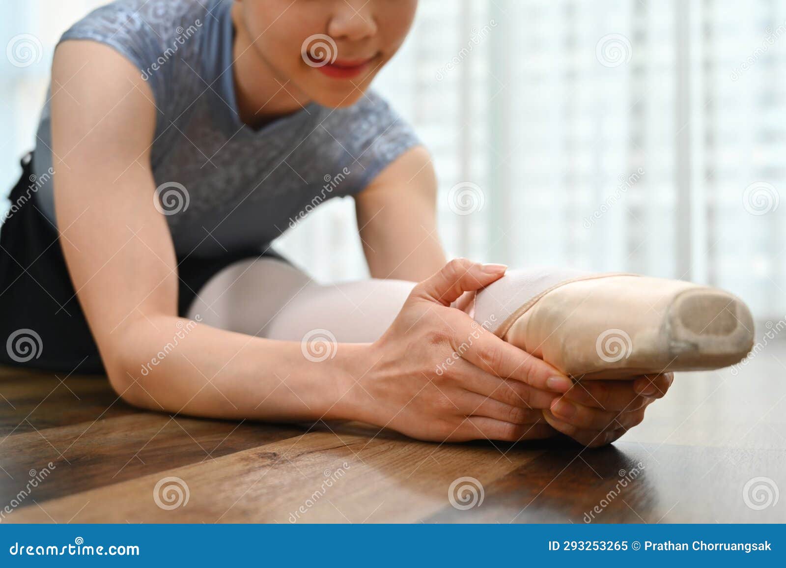 Ballet Dancer Stretching Legs before Practice in Studio. Dance, Art and ...
