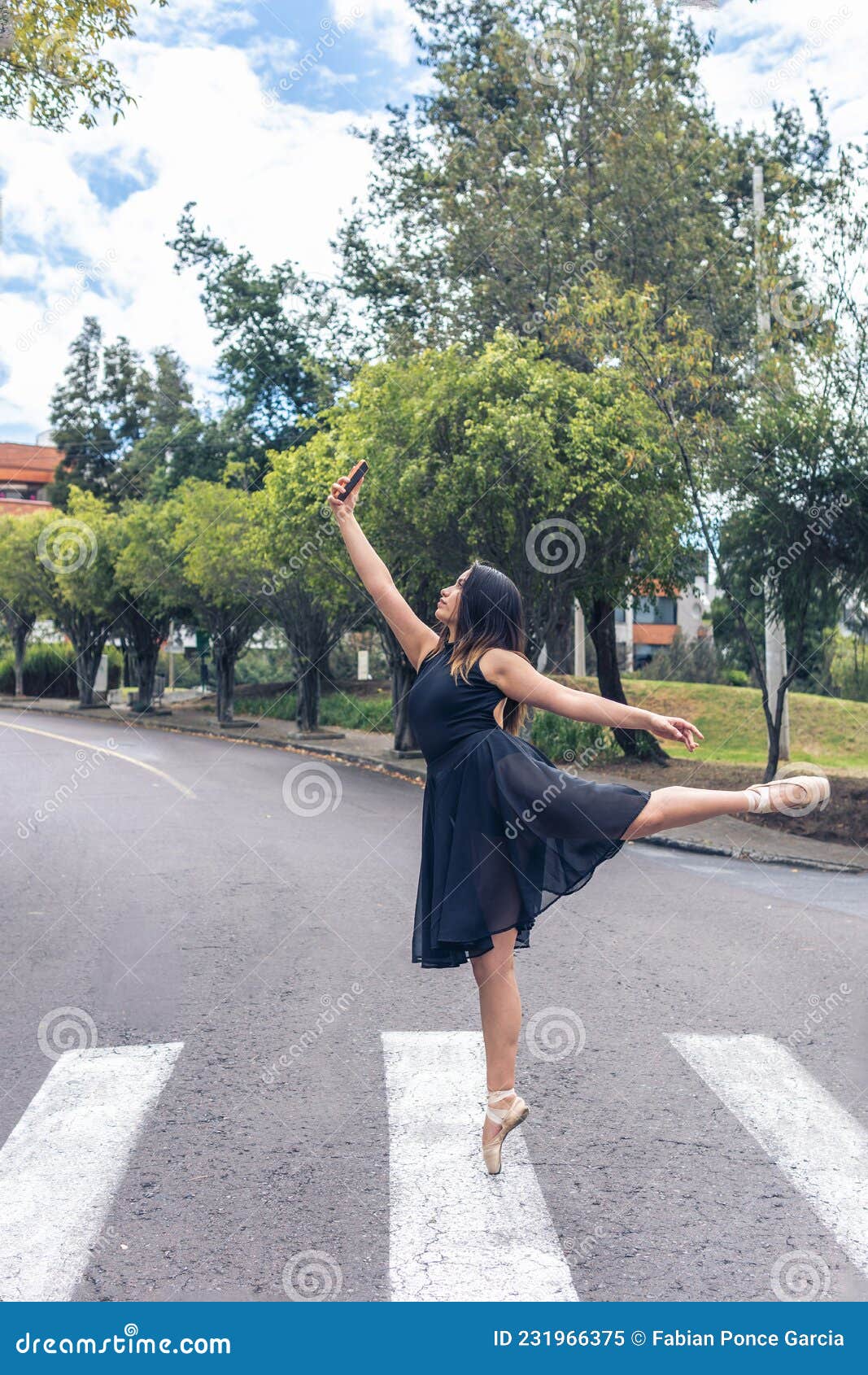 Ballet Dancer Taking a Selfie in the Street Stock Image - Image of ...