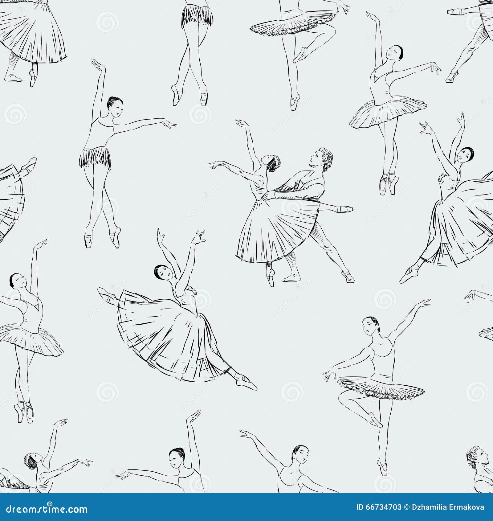 Ballet dancers pattern stock vector. Illustration of classical - 66734703