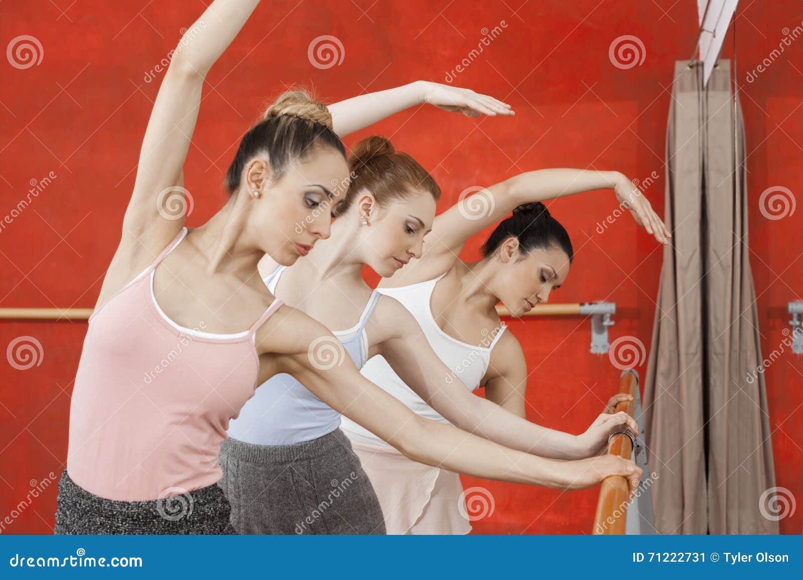Ballet Dancers Performing in Row at Dance Studio Stock Image - Image of ...