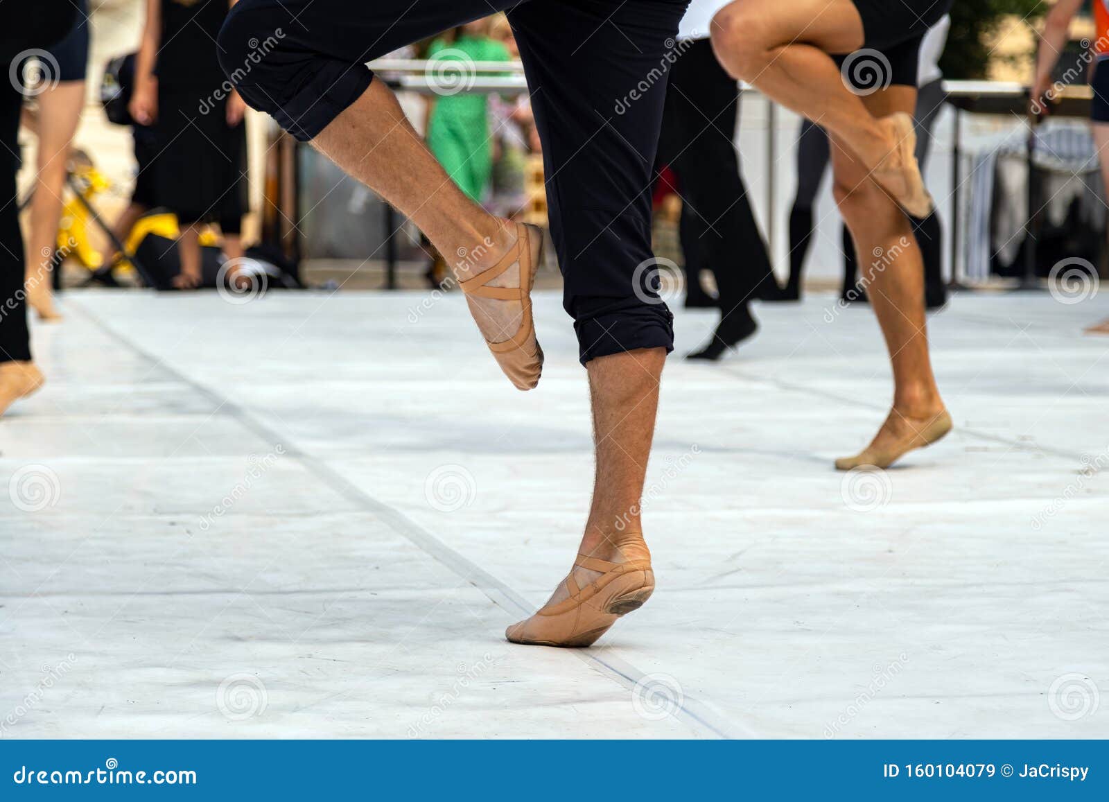 Ballet Dancers Practicing Performance Outdoors Close Up Of Ballerina