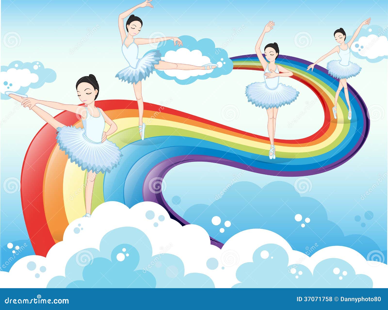 Ballet Dancers in the Sky with a Rainbow Stock Illustration ...