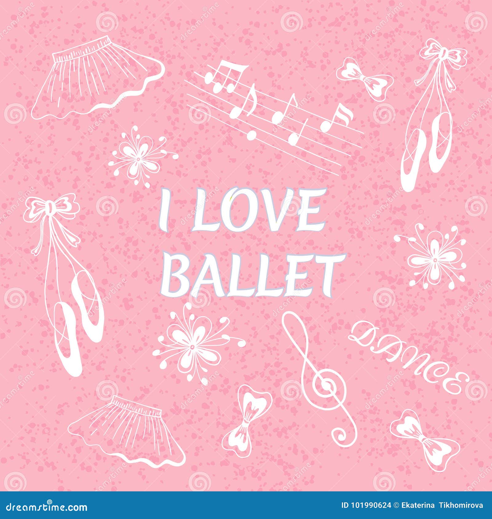 Ballet Doodle Vector Illustration. I Love Ballet Stock Vector ...
