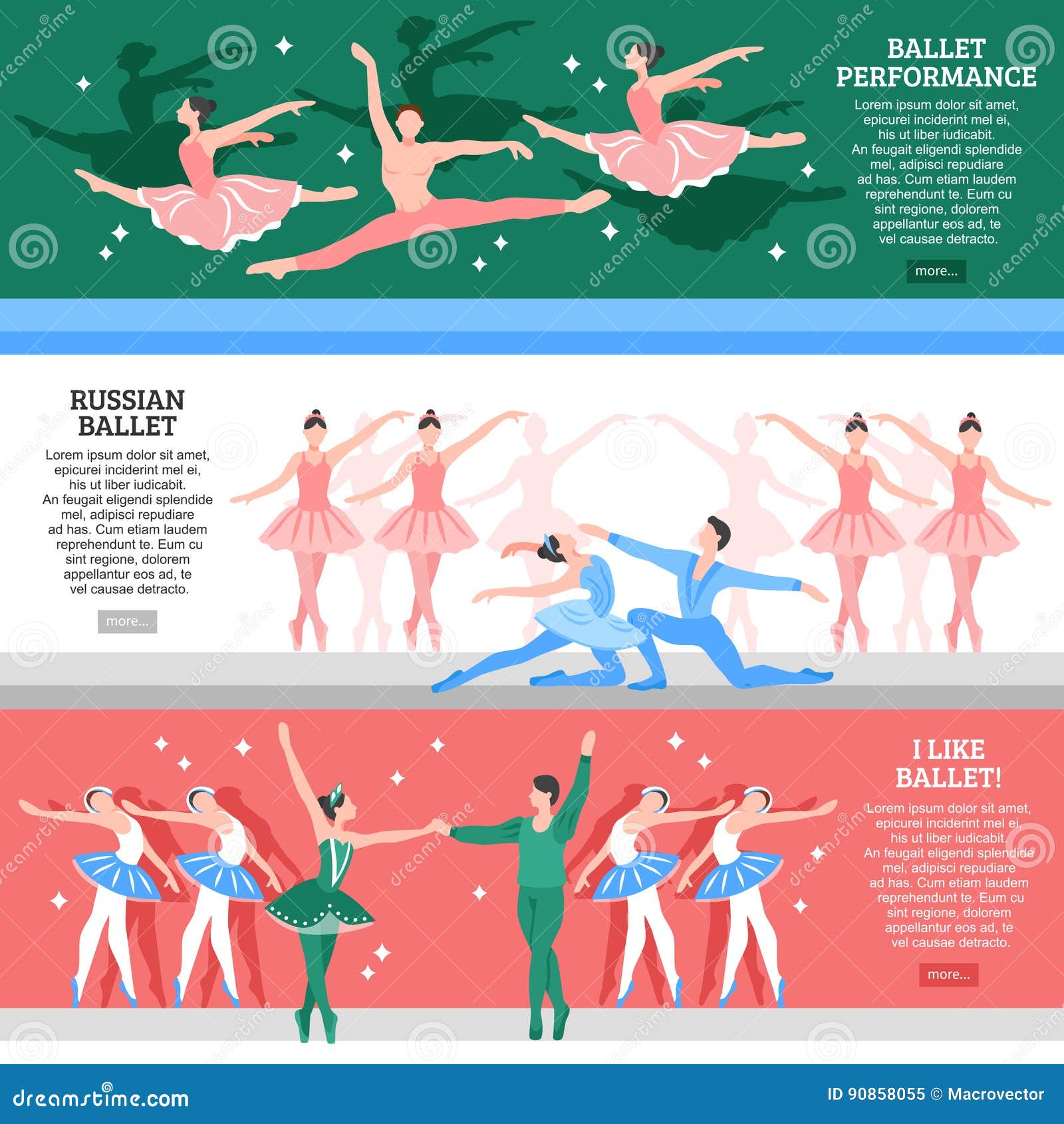 Ballet Flat Banners Set stock vector. Illustration of emotion - 90858055