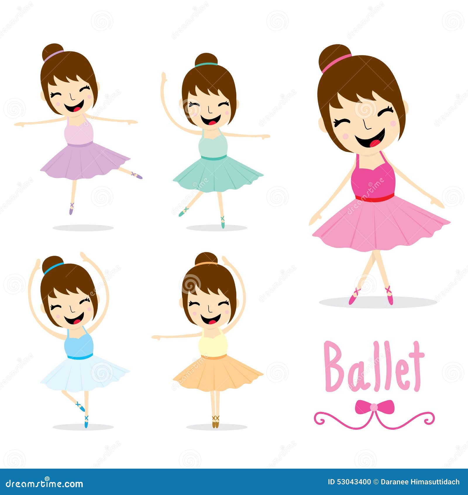 The Ballet Girl Cute Activity Cartoon Design Vector Stock Vector ...