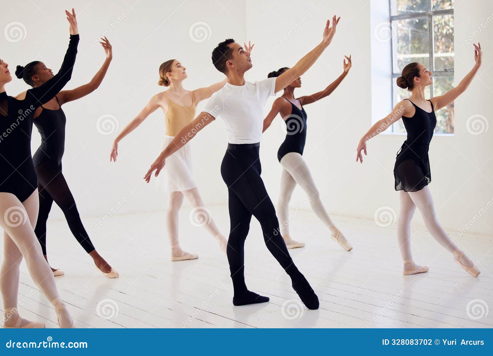 Ballet, Group and Class with Dancer Learning, Exercise and Training for ...