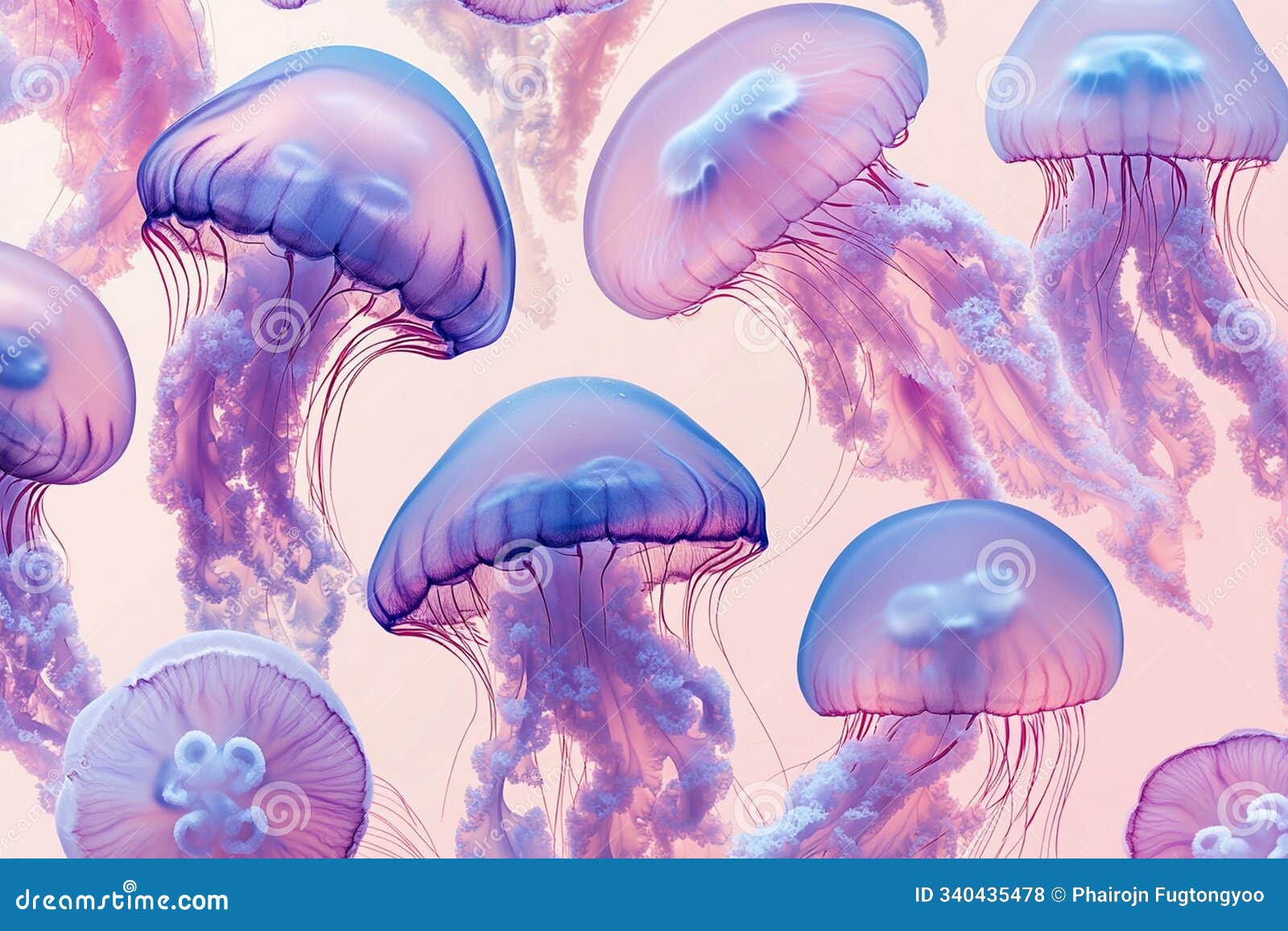 Ballet of Jellyfish: Arrange Multiple Pastel Jellyfish in a Tiled ...