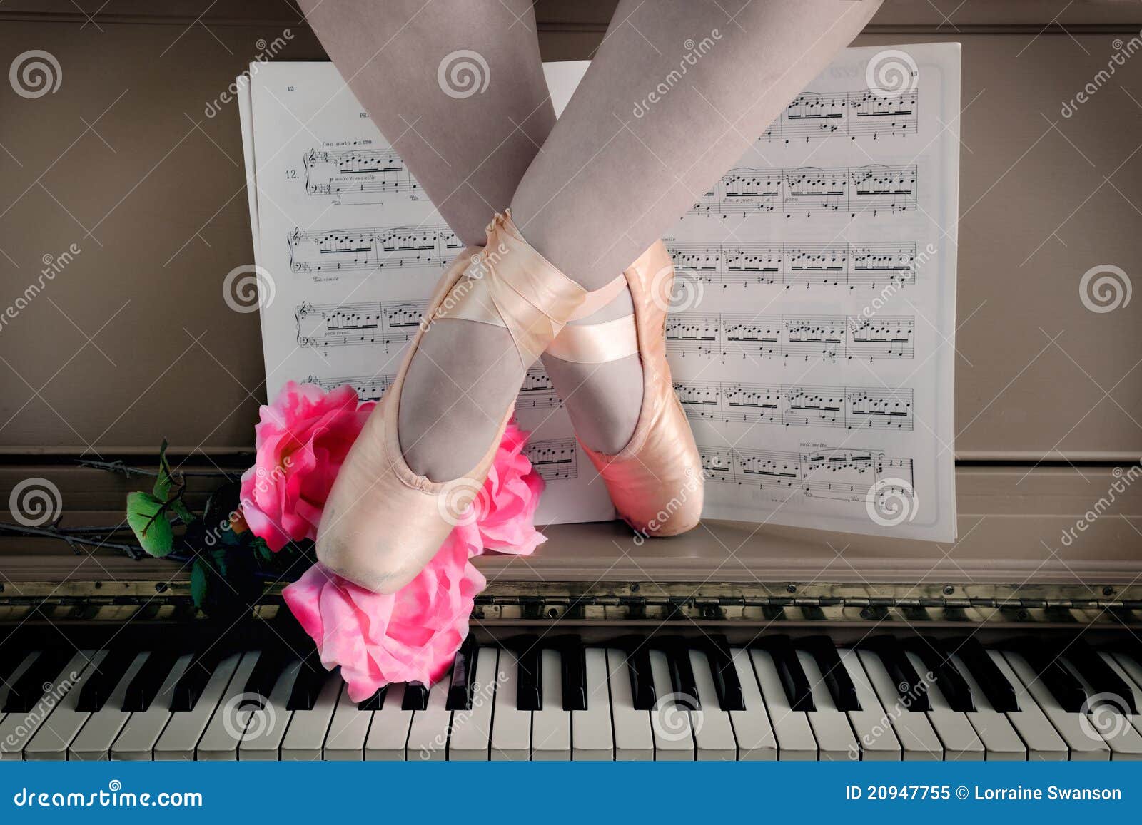 Ballet Legs in Pointe on Piano Stock Image - Image of pixart, female ...
