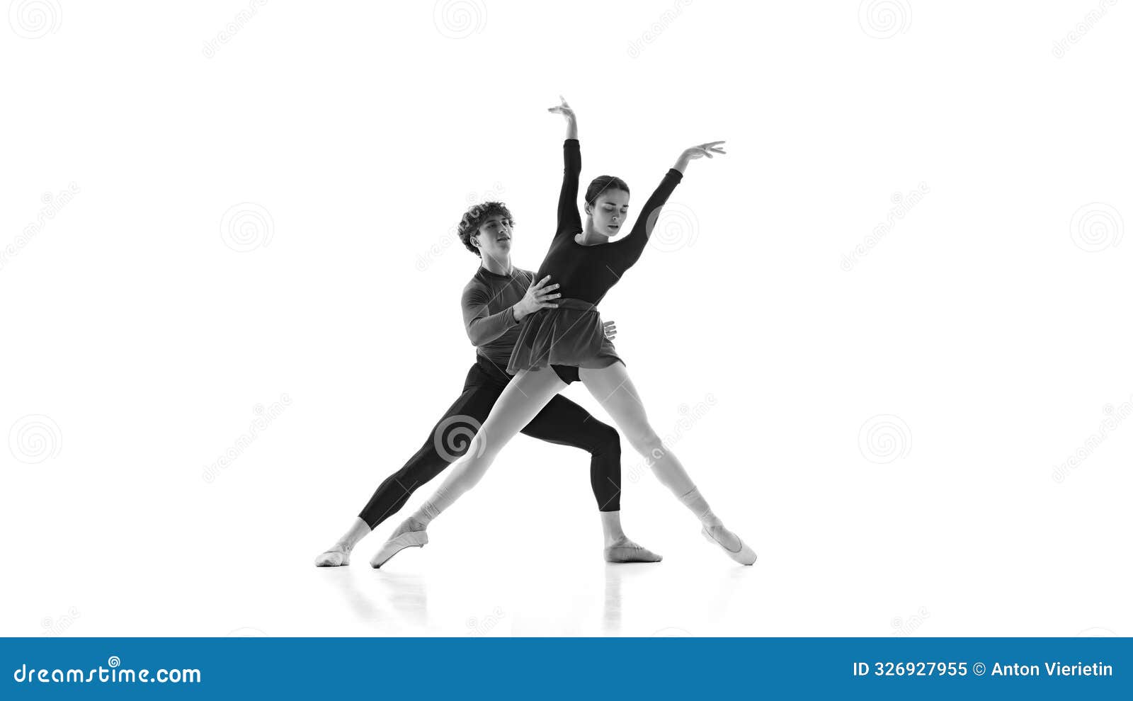Ballet Partners Perfecting Their Form during Practice Session Against ...