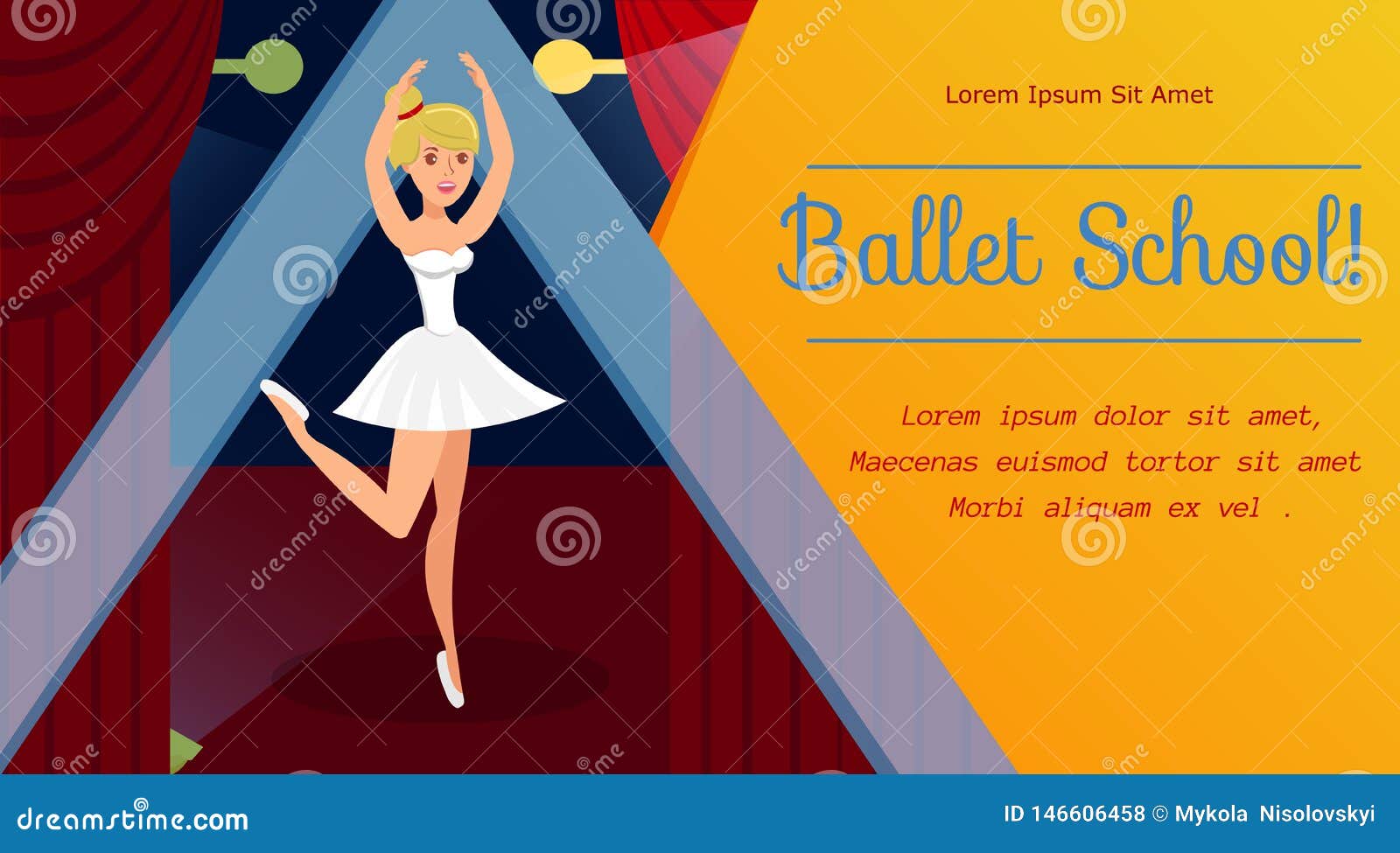 Ballet School, Dancing Classes Web Banner Template Stock Vector ...