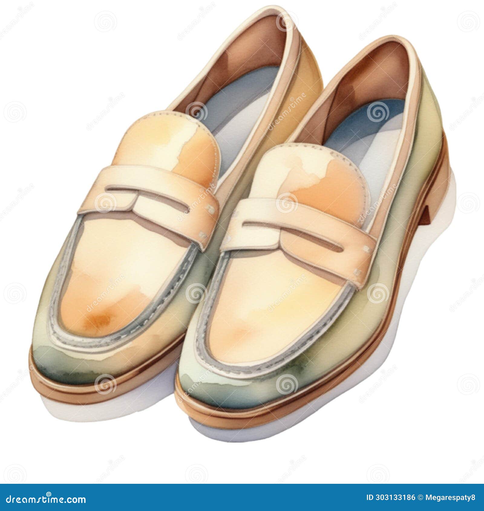 Loafer Shoes Watercolor Illustration Stock Photo - Illustration of slip ...