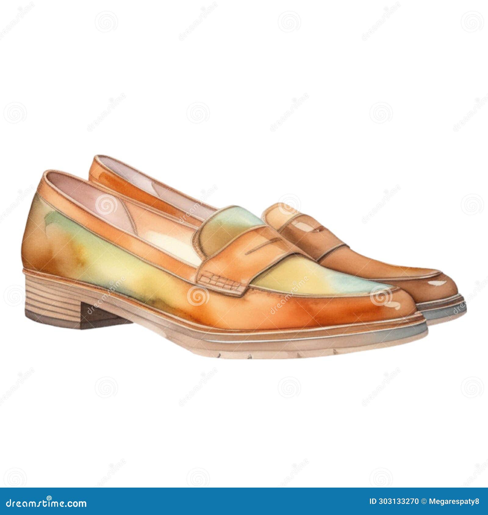 Loafer Shoes Watercolor Illustration Stock Photo - Illustration of ...