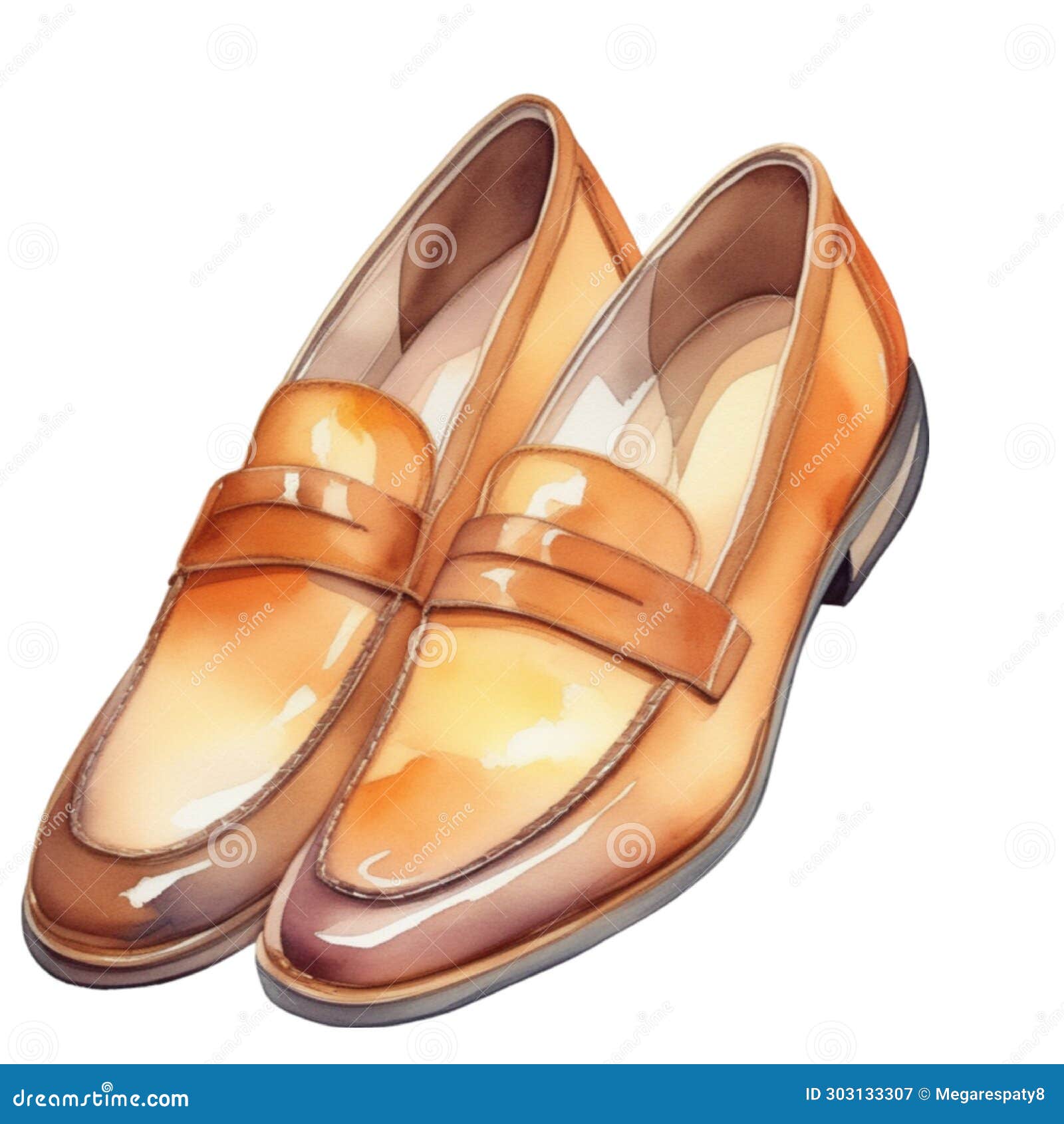 Loafer Shoes Watercolor Illustration Stock Image - Illustration of ...