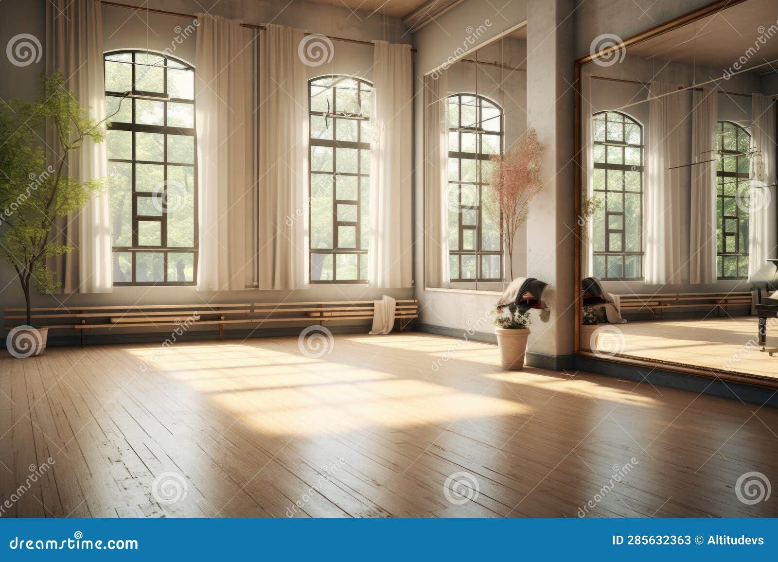 A Ballet Studio with Large Windows Stock Image - Image of generated ...