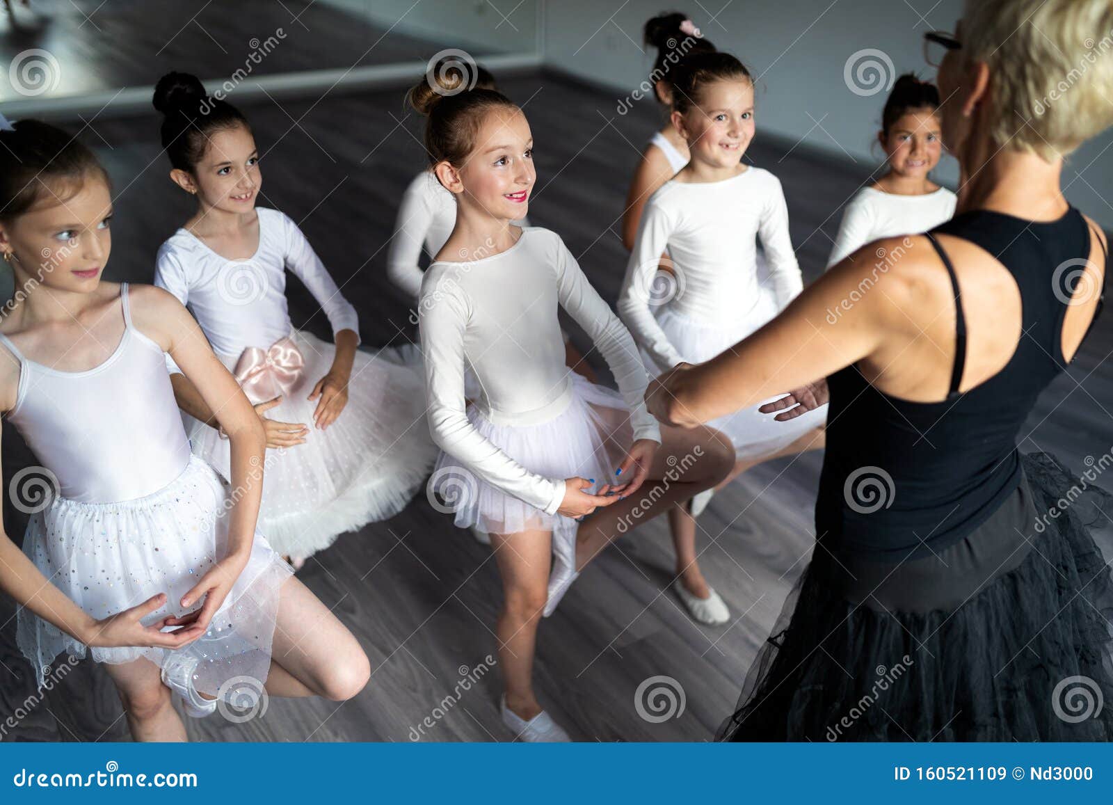 Ballet Teacher and Students Ballerinas Exercising in Dance Class in School Stock Image - Image ...
