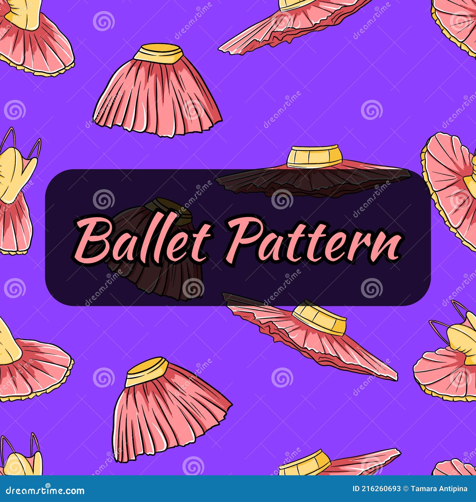 Ballet-themed Pattern. Dance Tutus and Dresses. Seamless Pattern Stock ...