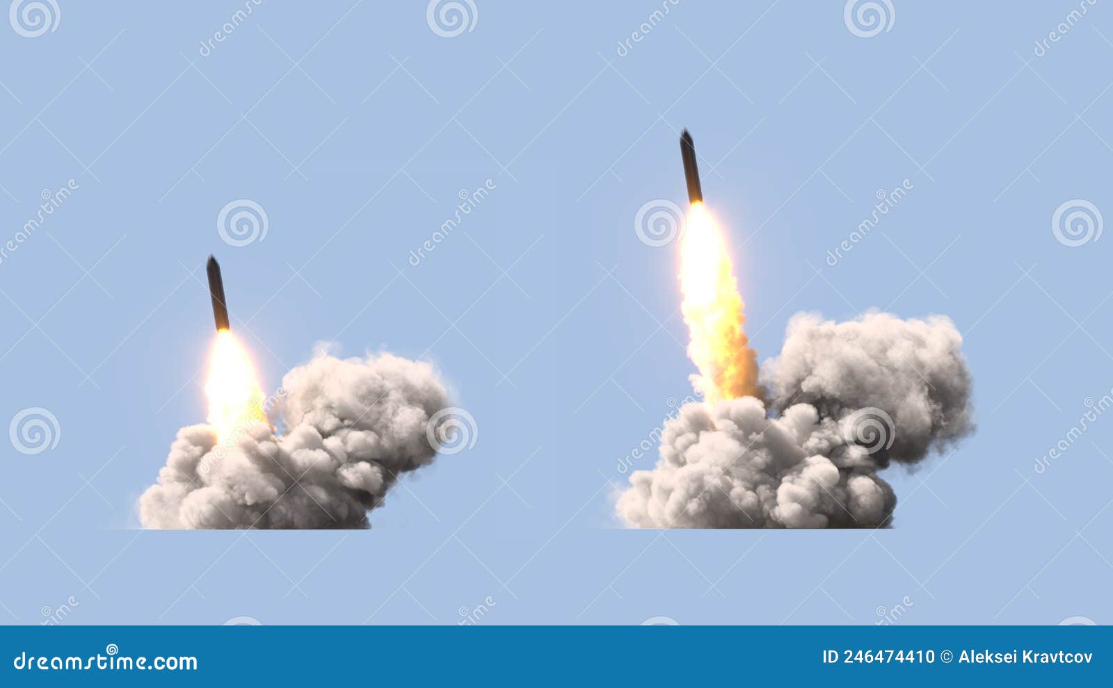 Ballistic Rocket Launch on Blue Background Stock Illustration ...