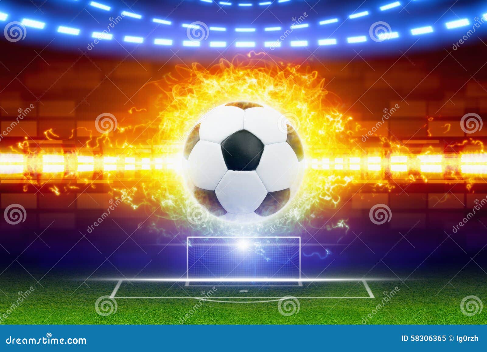 Ballon de football en feu illustration stock. Illustration du ...