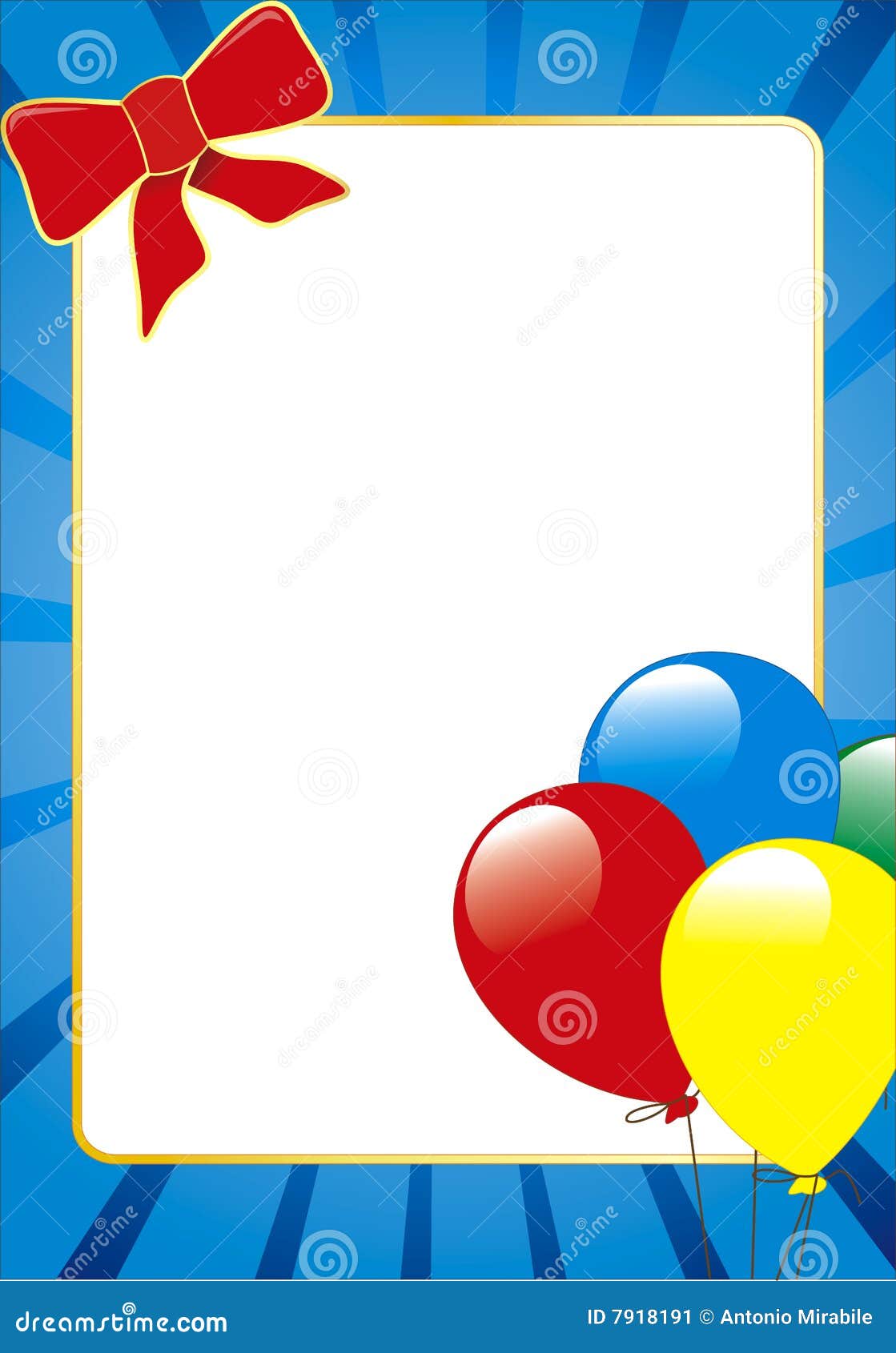 Ballon on frame stock vector. Illustration of ribbons - 7918191