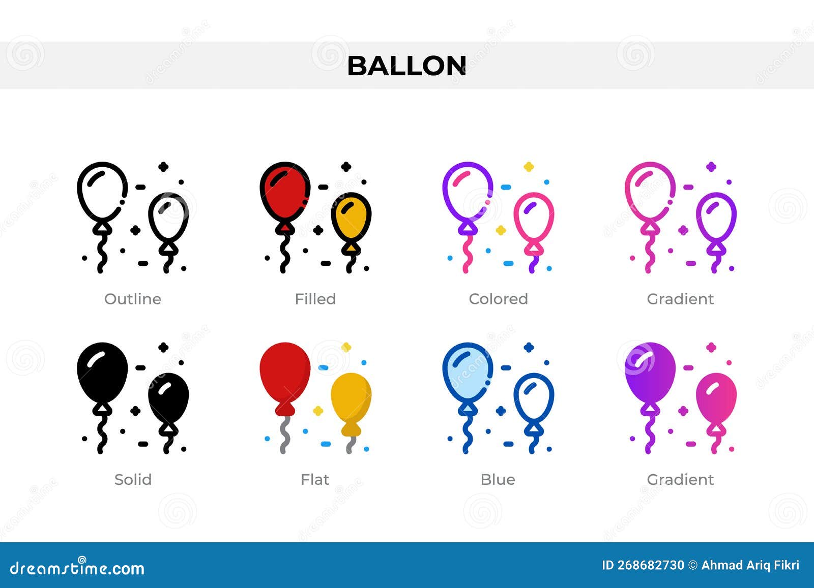 Ballon Icons in Different Style. Ballon Icons Set. Holiday Symbol ...