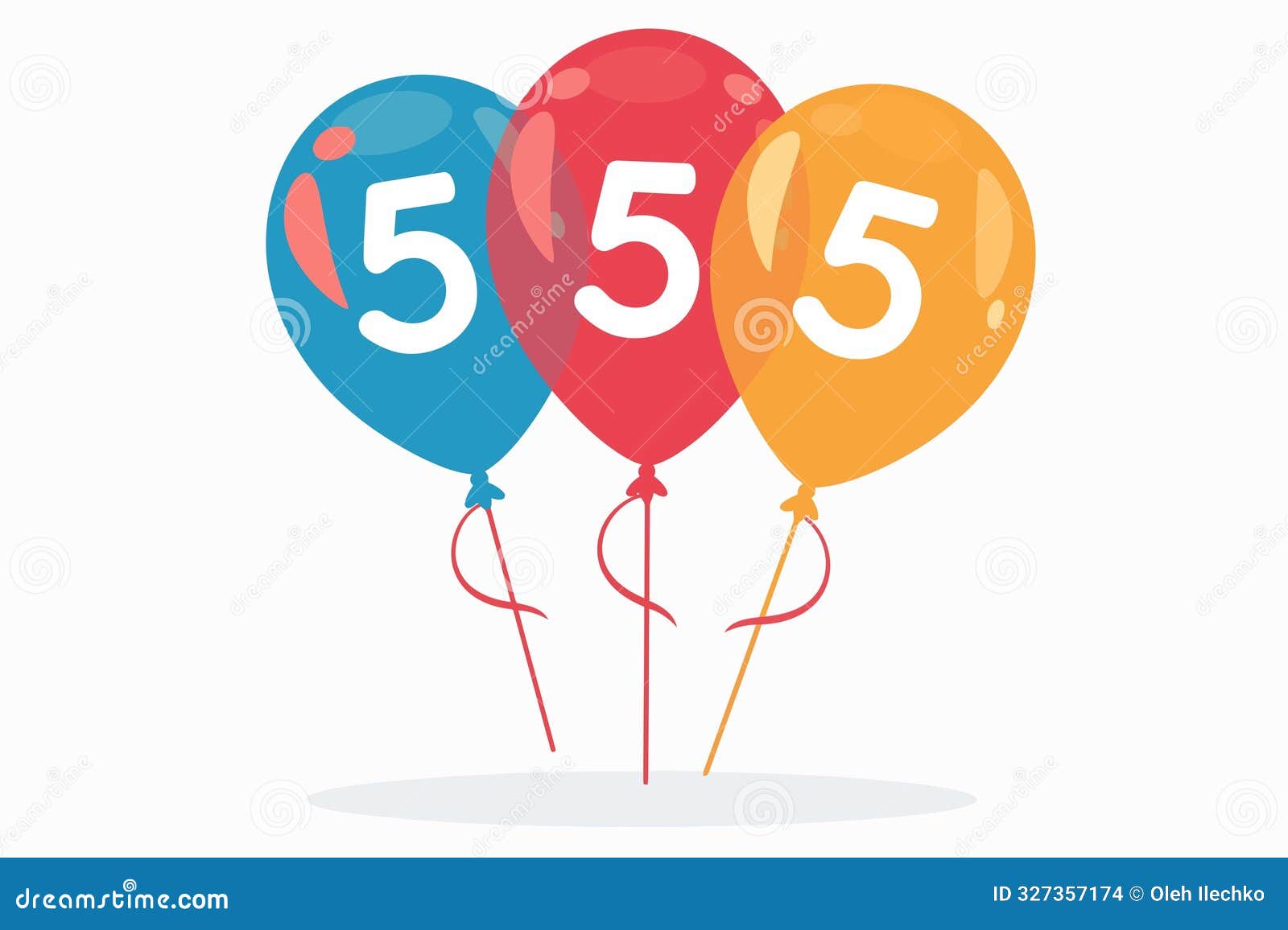 Ballons with Number 5 Isolated Vector Style Stock Vector - Illustration ...