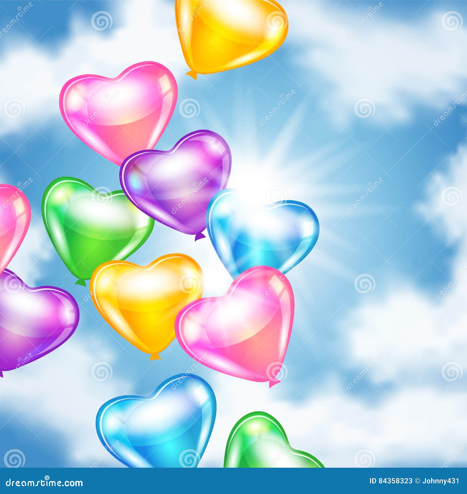 Ballons in Vorm Van Hart in De Hemel Vector Illustratie - Illustration ...