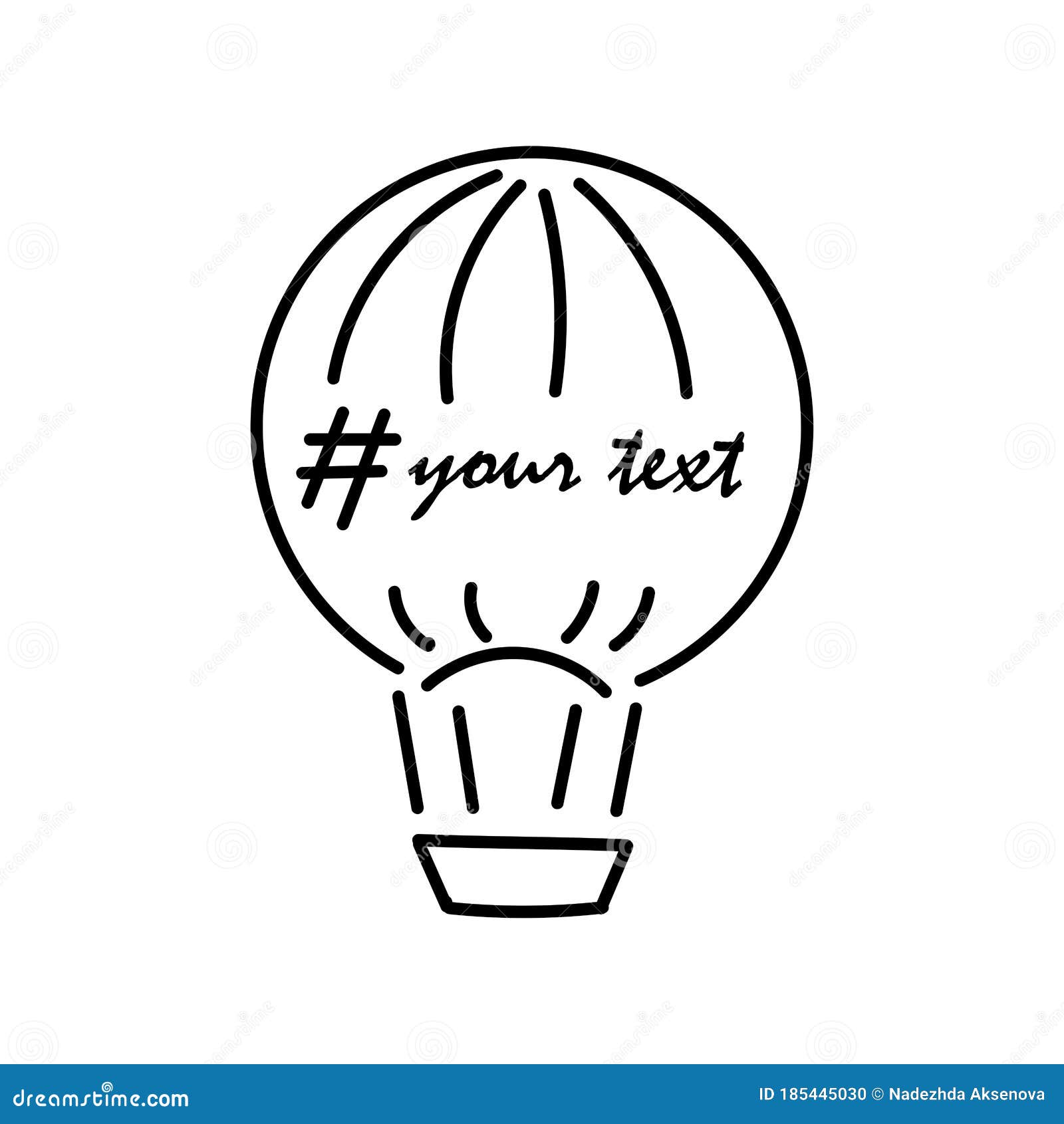 Balloon, Aircraft , Hashtag Sign. Hand Drawn. Vector Stock Illustration ...