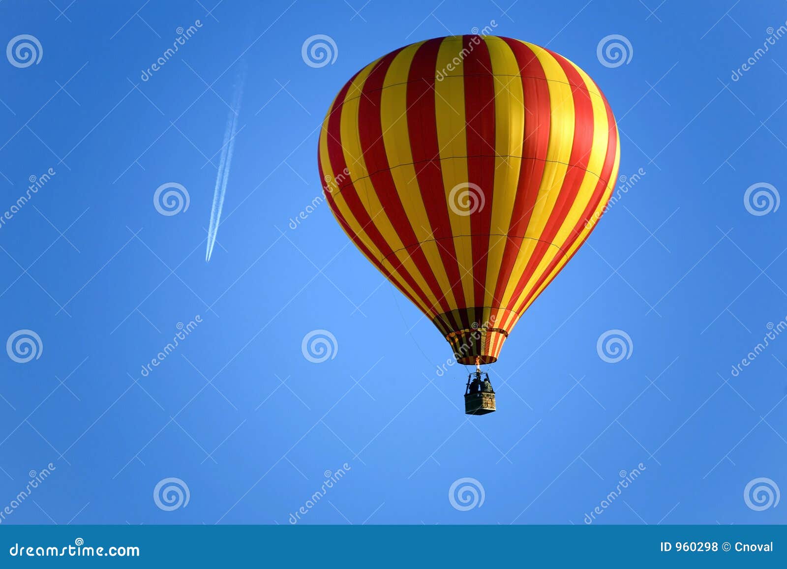 Balloon and an Airplane on the Blue Sky Stock Photo - Image of ballon ...