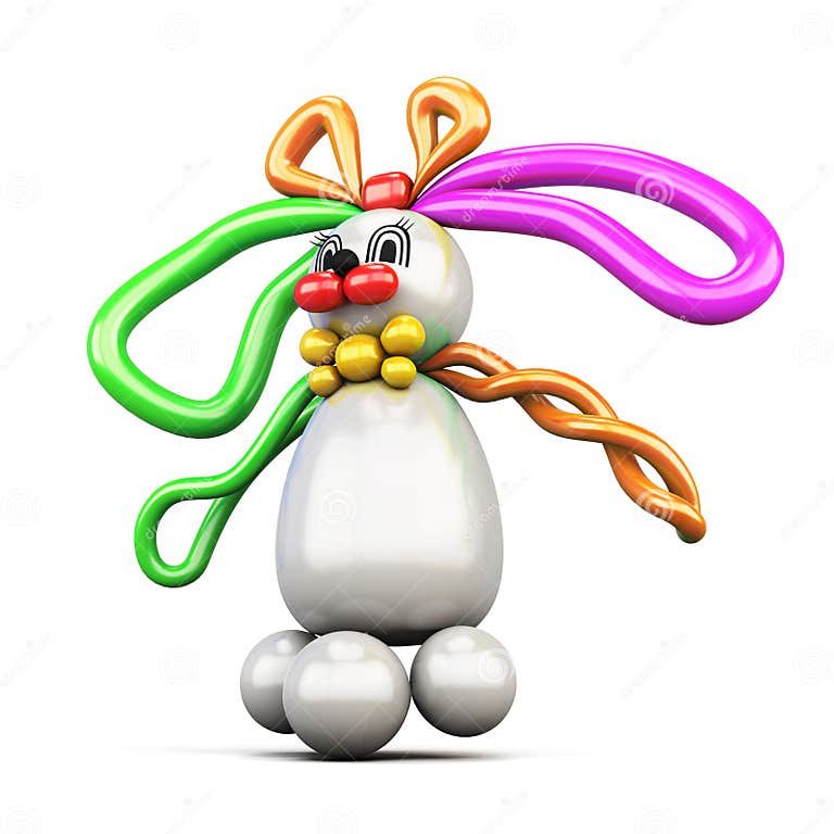Balloon Animal Bunny Hare on White Background. Stock Illustration ...