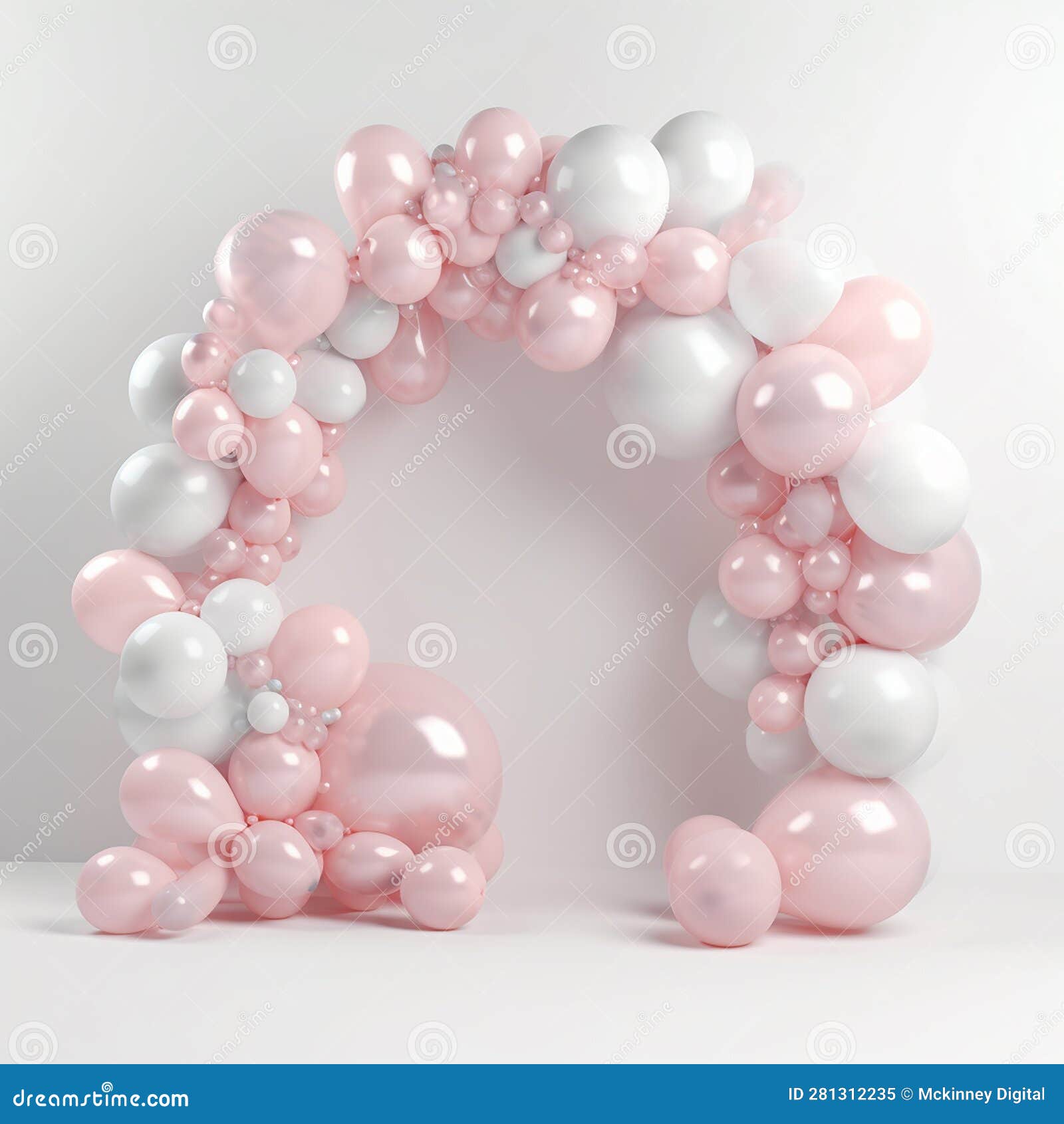 Balloon Arch with Pink and White Balloons on White Background. Created ...