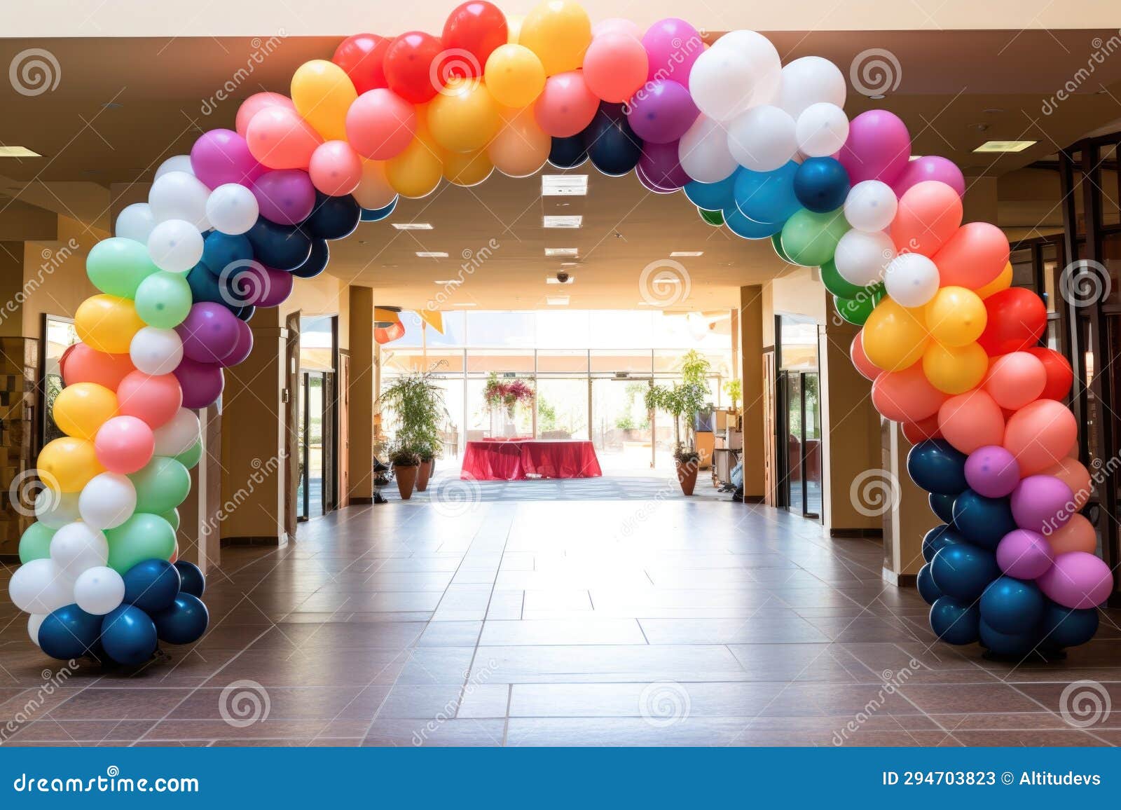 Balloon Archway at the Entrance of the Event Hall Stock Image - Image ...